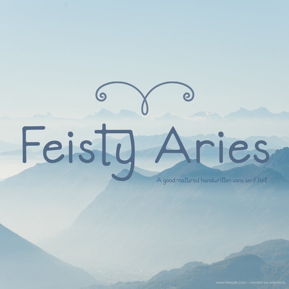 Feisty Aries Font Handwriting sans serif OTF TTF File | Etsy