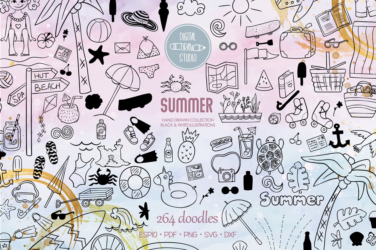 Summer Season Doodles Hand Drawn Beach Coconut Tree Clip - Etsy Canada