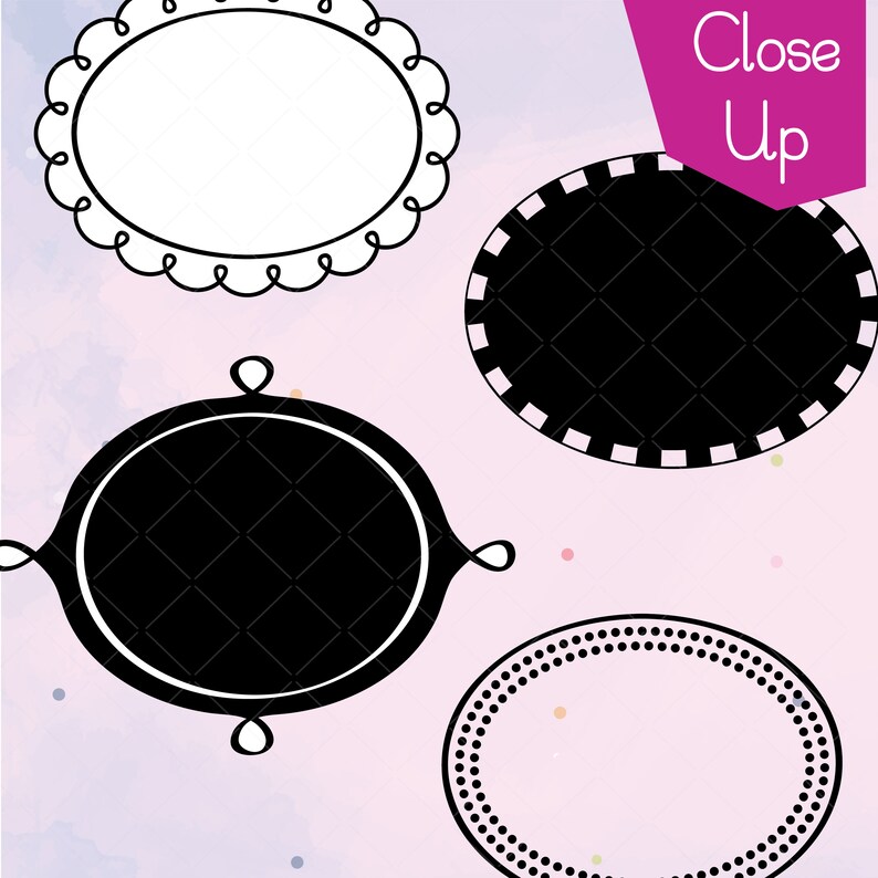 Oval Frames Hand Drawn Border Decorative Labels Outline - Etsy