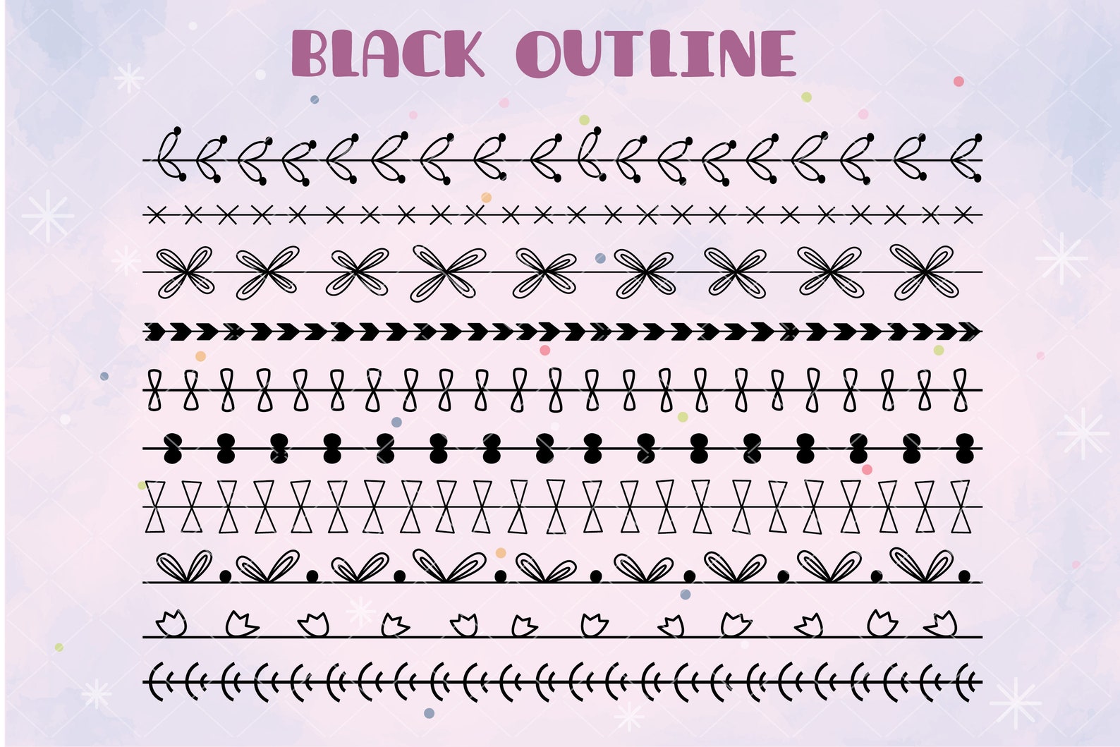 20 Seamless Borders Hand Drawn Graphic Decorative - Etsy