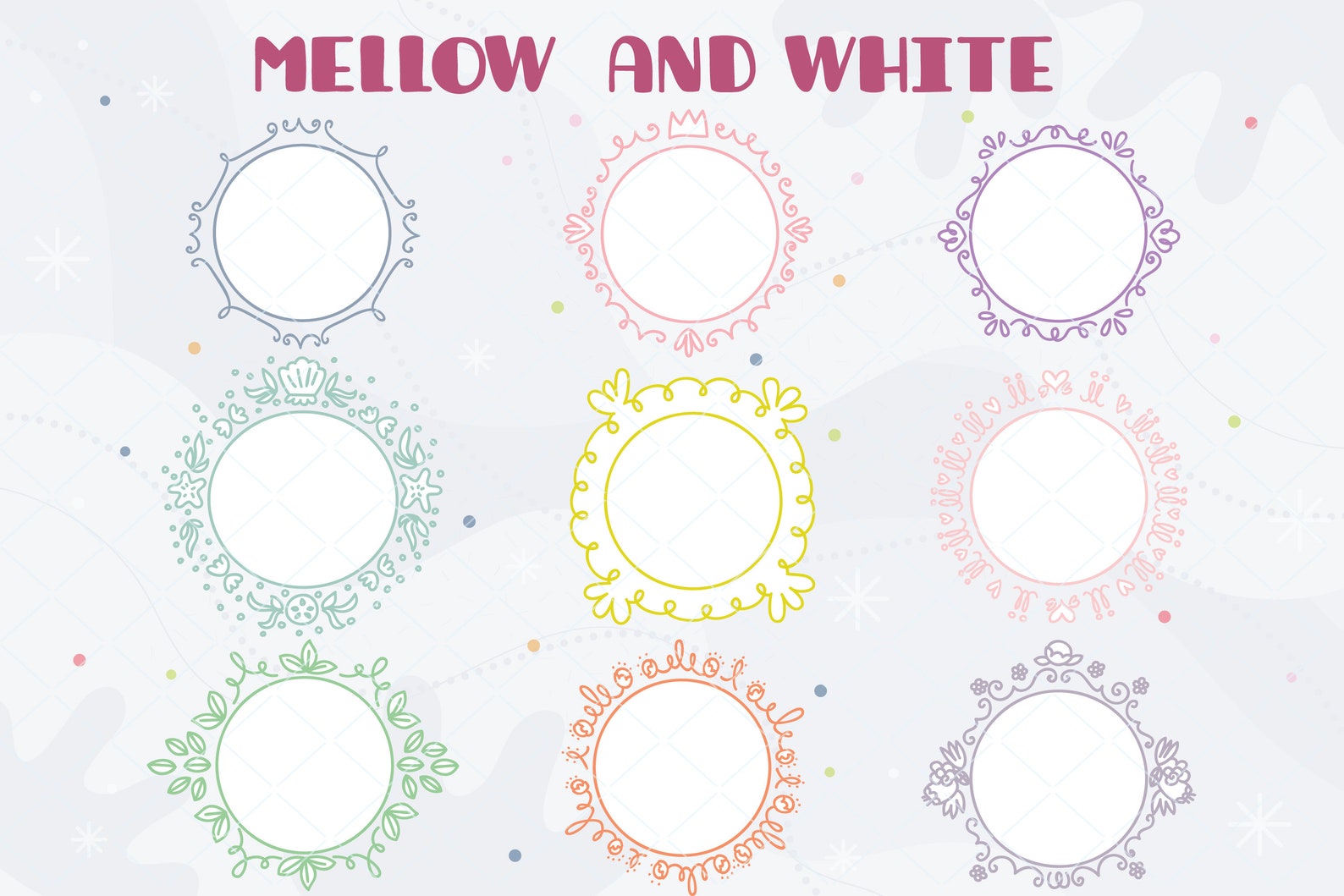 Colored Circle Doodle Frames Hand Drawn Floral Border & - Etsy