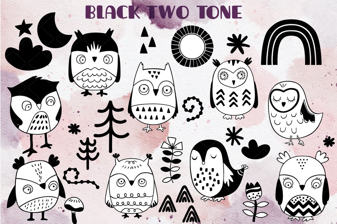 Owl Doodles Hand Drawn Graphic Weather Scandinavian Flowers | Etsy Canada