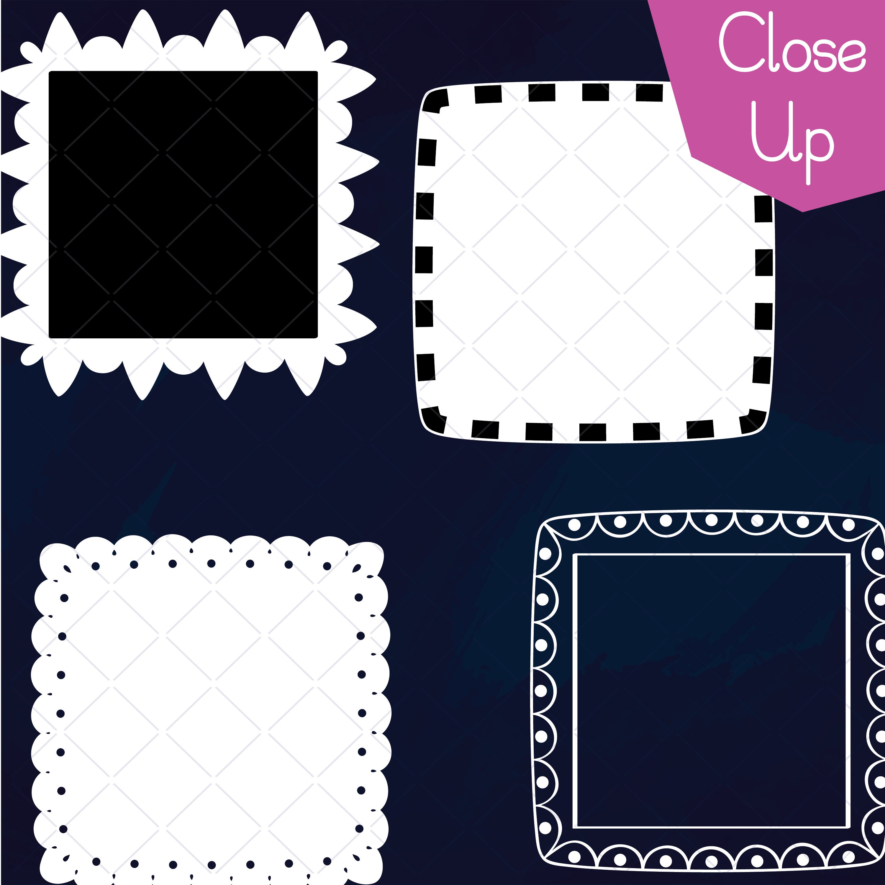 White Square Frames Hand Drawn Border Decorative Labels | Etsy Canada