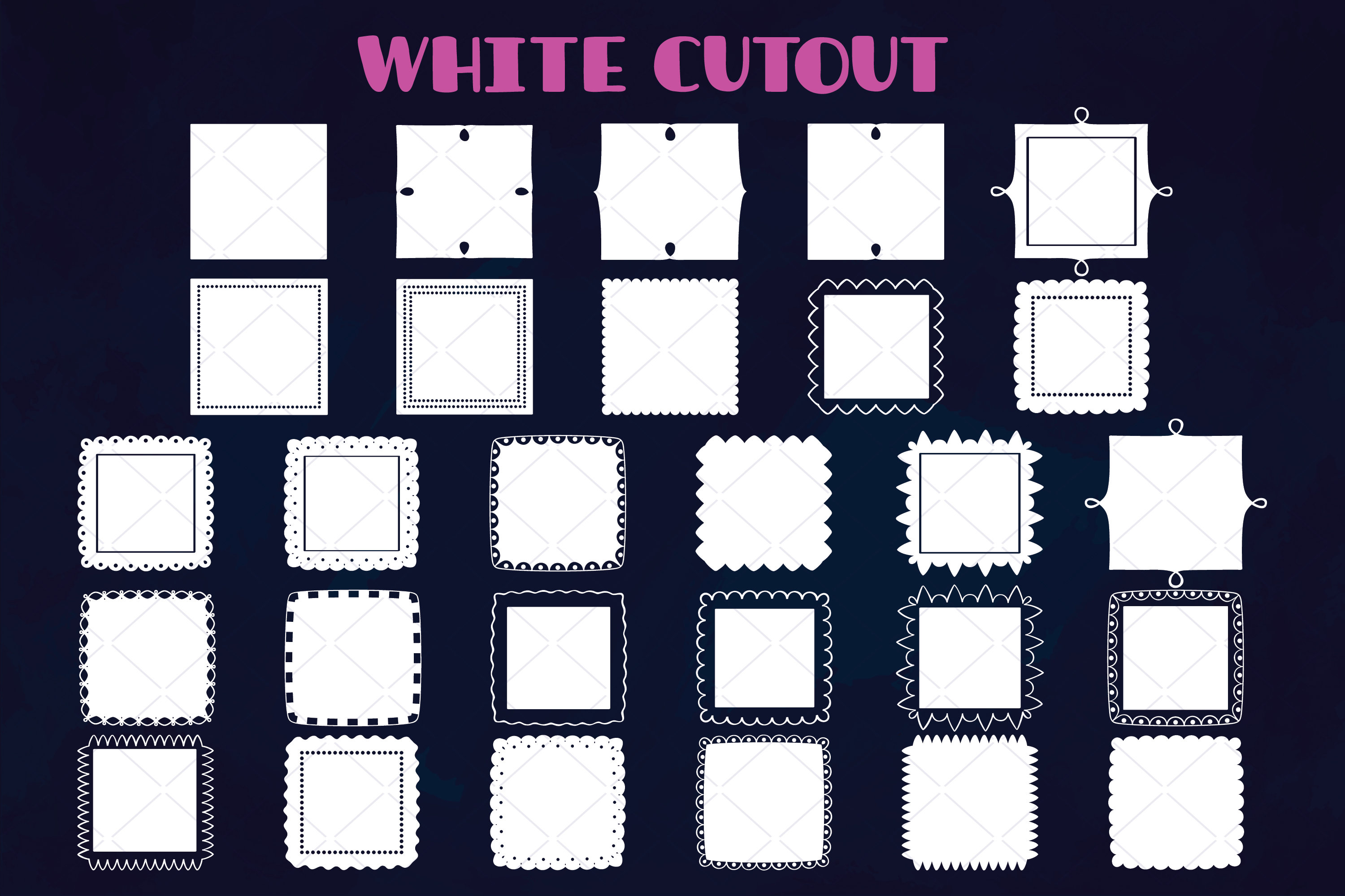 White Square Frames Hand Drawn Border Decorative Labels | Etsy Canada