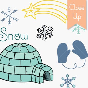 Winter Season Doodles | Hand Drawn Mittens + Igloo Clip Art | Snowman ...