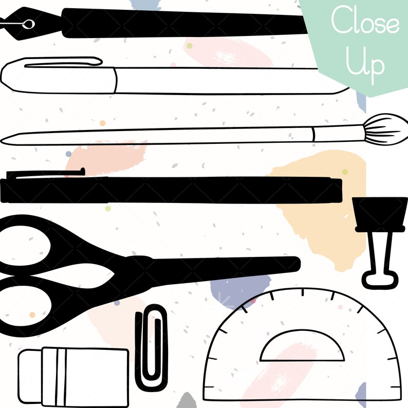 School Supplies Doodles Hand Drawn Stationary Clip art | Etsy