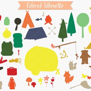 Camping Colored Doodles | Hand Drawn Vintage Trailer & Outdoor Clip Art ...