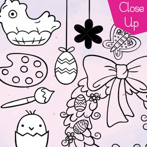 Easter Doodles Hand Drawn Decorated Eggs Bunny Clip Art - Etsy