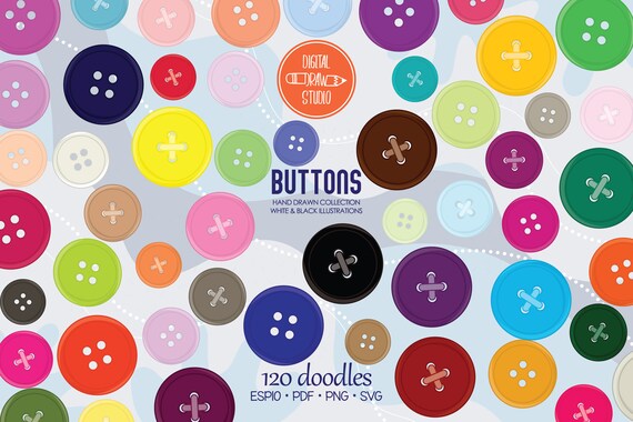 Colored Buttons Clip Art Rainbow Round Button Vector | Etsy