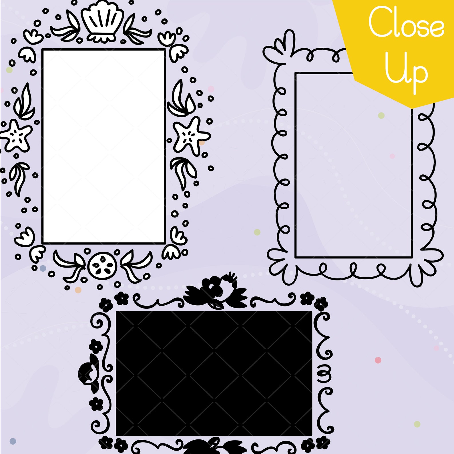 Rectangular Doodle Frames Hand Drawn Floral Border & - Etsy