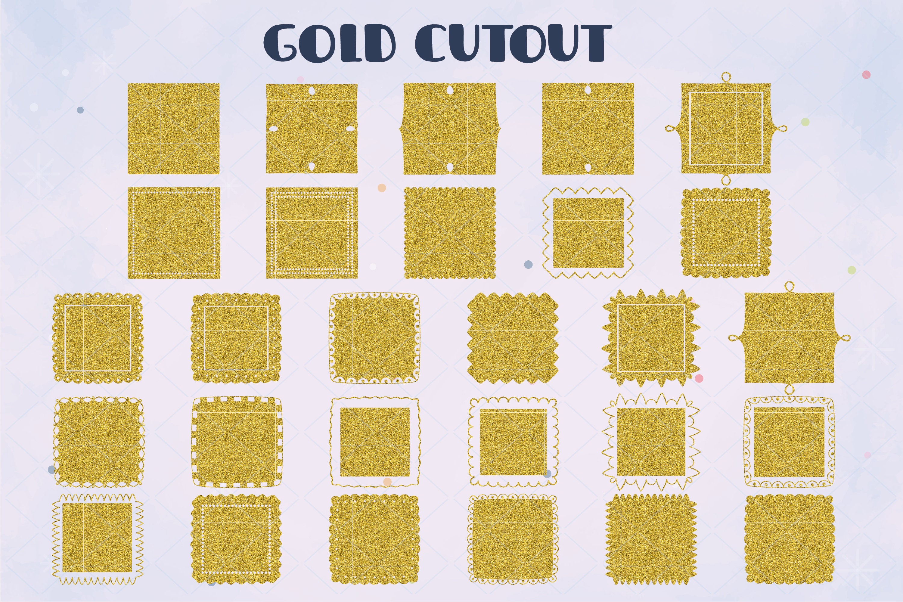 Glitter Square Frames Gold Rose Gold Silver Hand Drawn - Etsy Norway