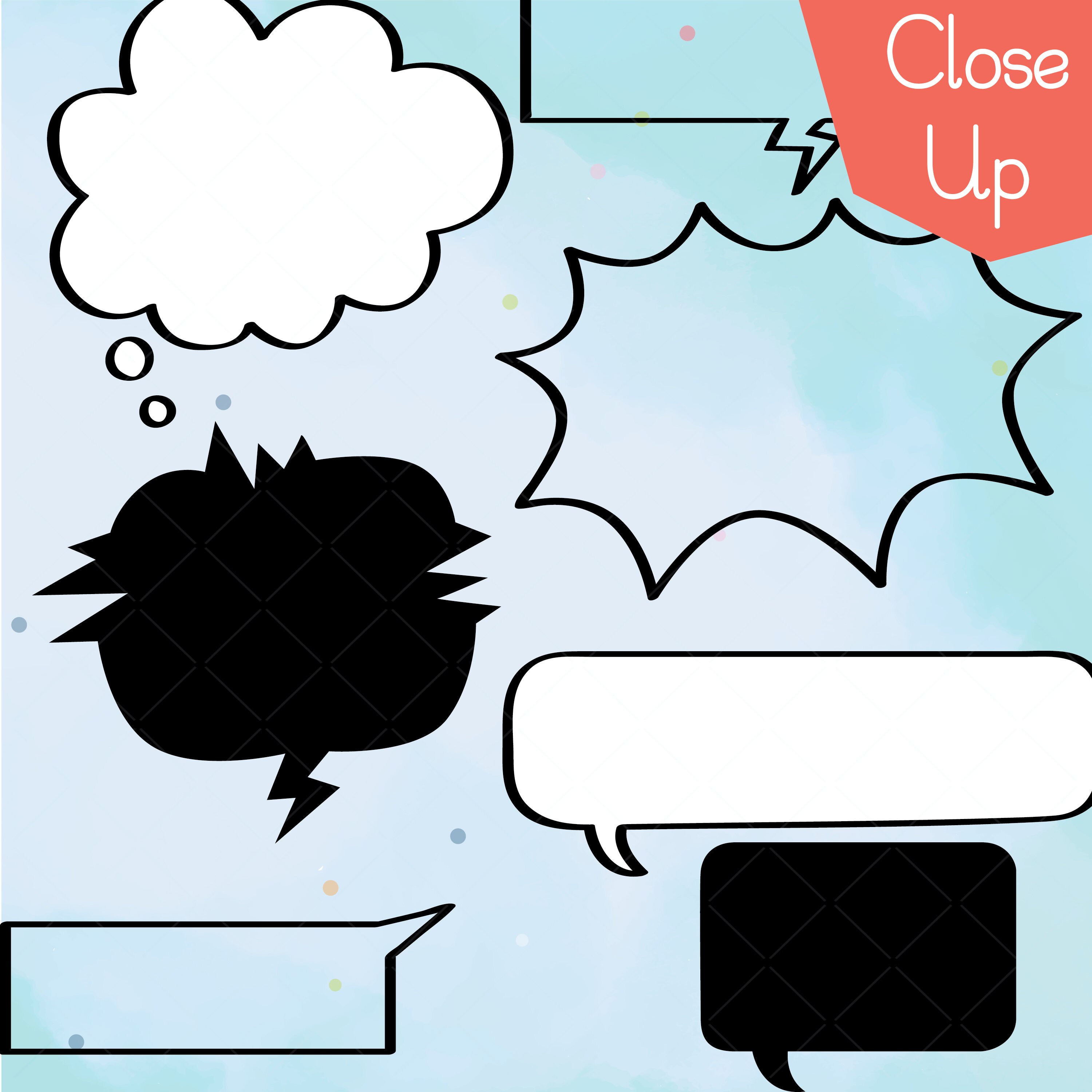 Speech Bubbles Hand Drawn Graphic Comic Book Thinking Cloud | Etsy