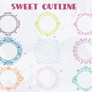 Colored Circle Doodle Frames Hand Drawn Floral Border & - Etsy