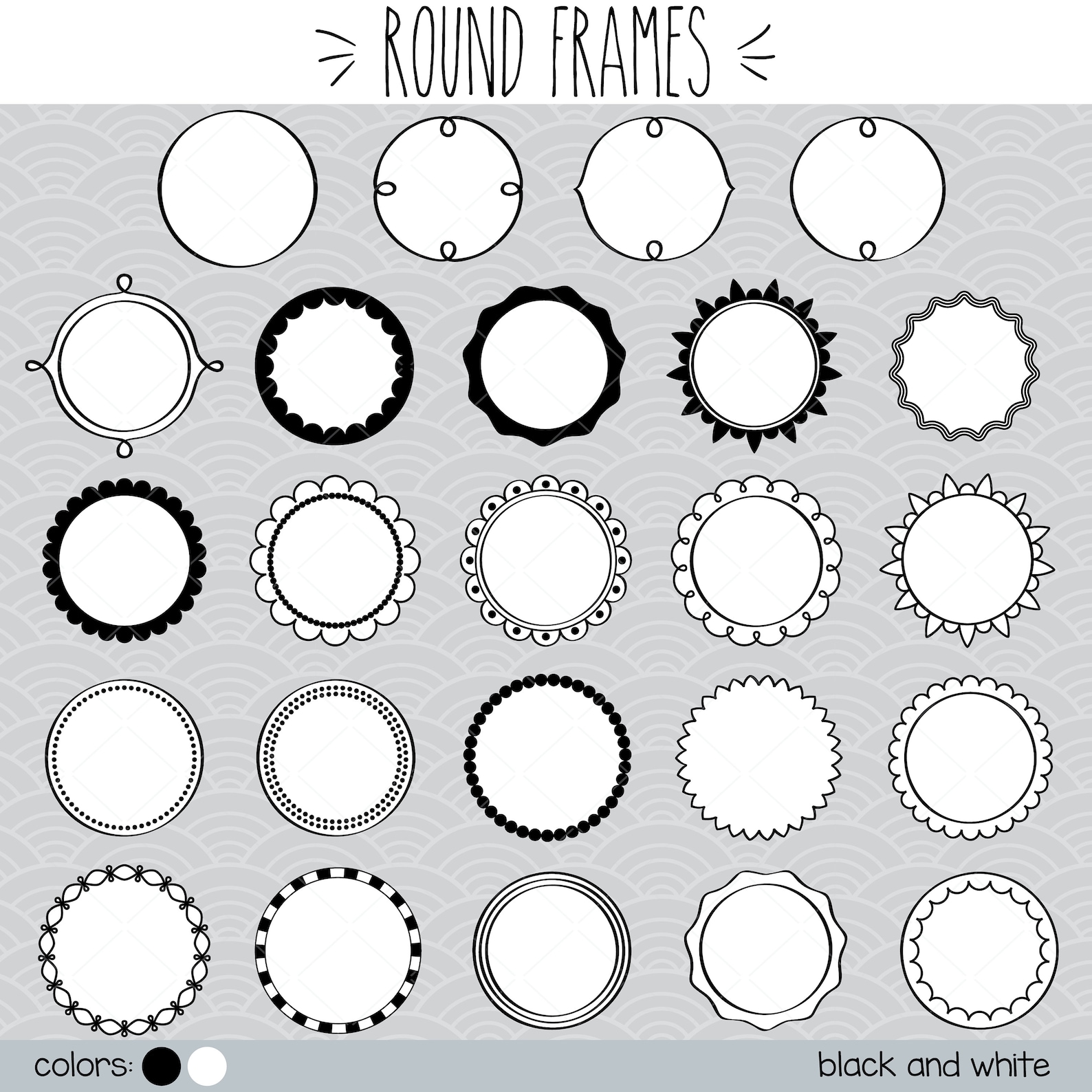 Round Frame Clip art Hand Drawn Border Decorative Labels | Etsy