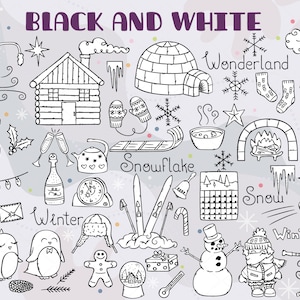 Winter Season Doodles | Hand Drawn Mittens + Igloo Clip Art | Snowman ...