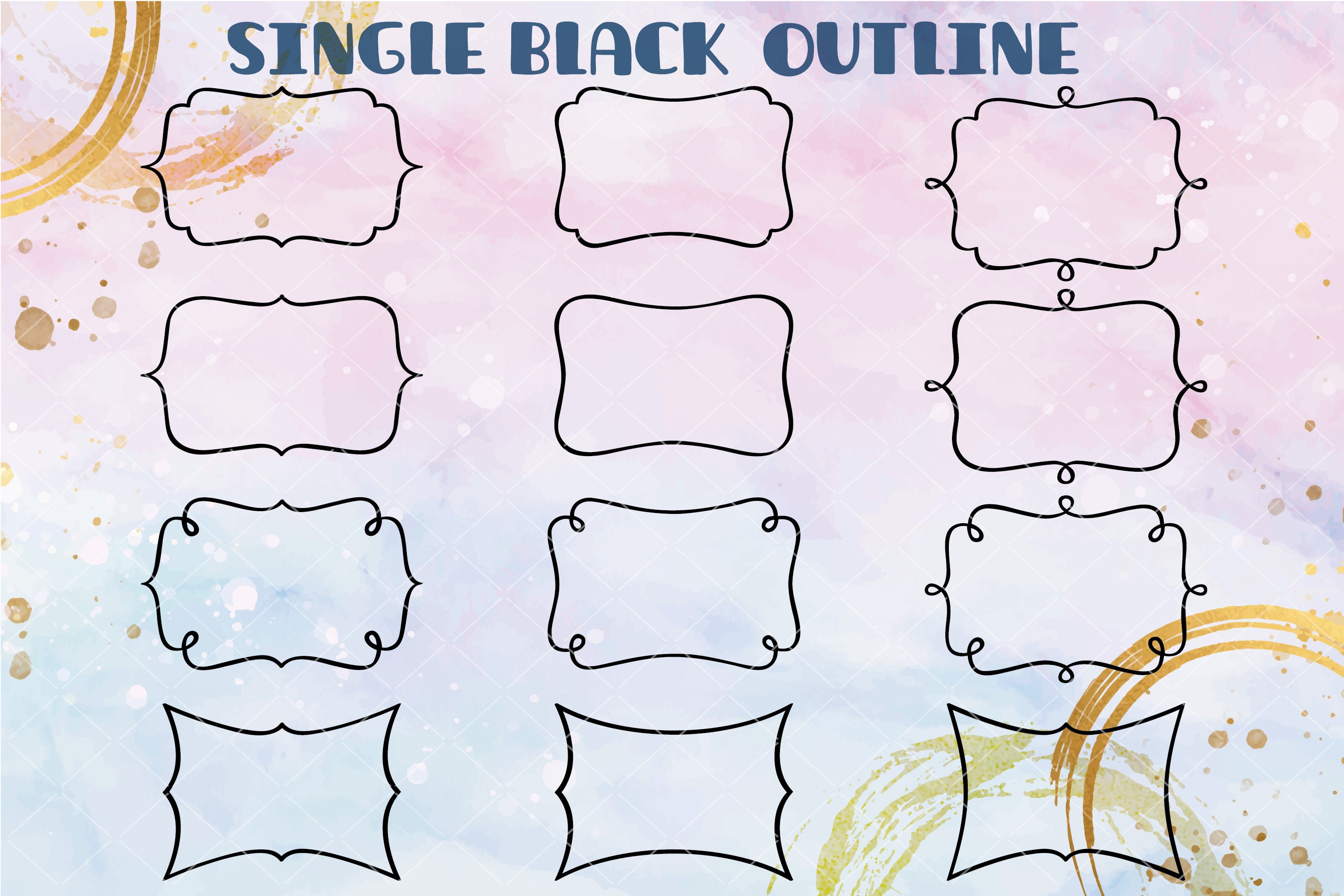 Fancy Rectangular Frames Hand Drawn Border Clip Art Retro - Etsy