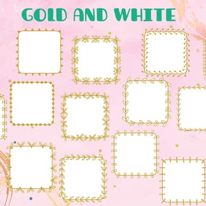 16 Square Wreaths Hand Drawn Graphic Gold Glitter Frames - Etsy Canada