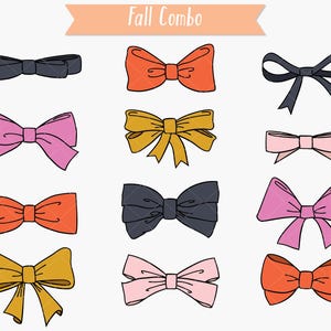 Bows Clip Art Hand Drawn Bow Tie Colorful Hair Ribbons Outline Drawing ...