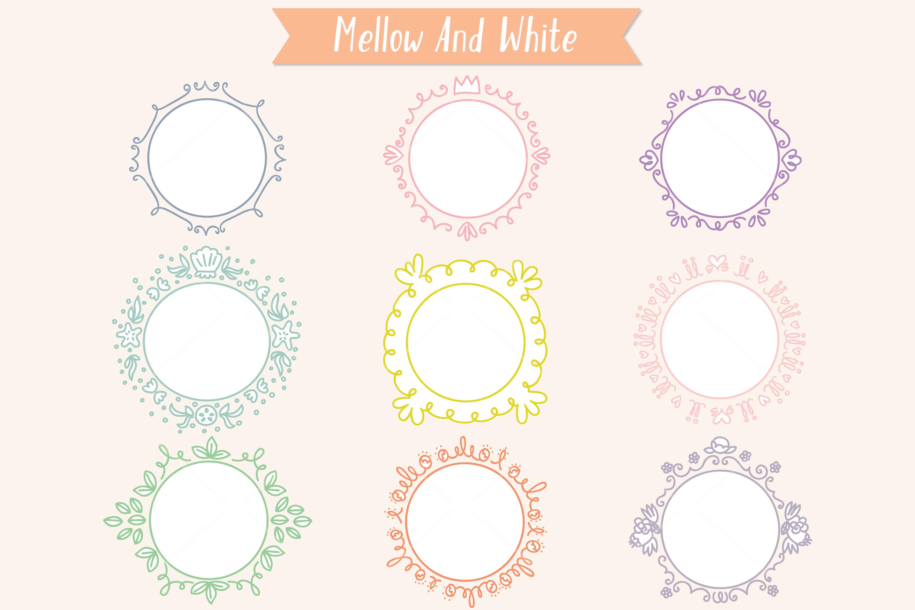 Circle Doodle Frames Colored Clipart | Hand Drawn Floral Border ...