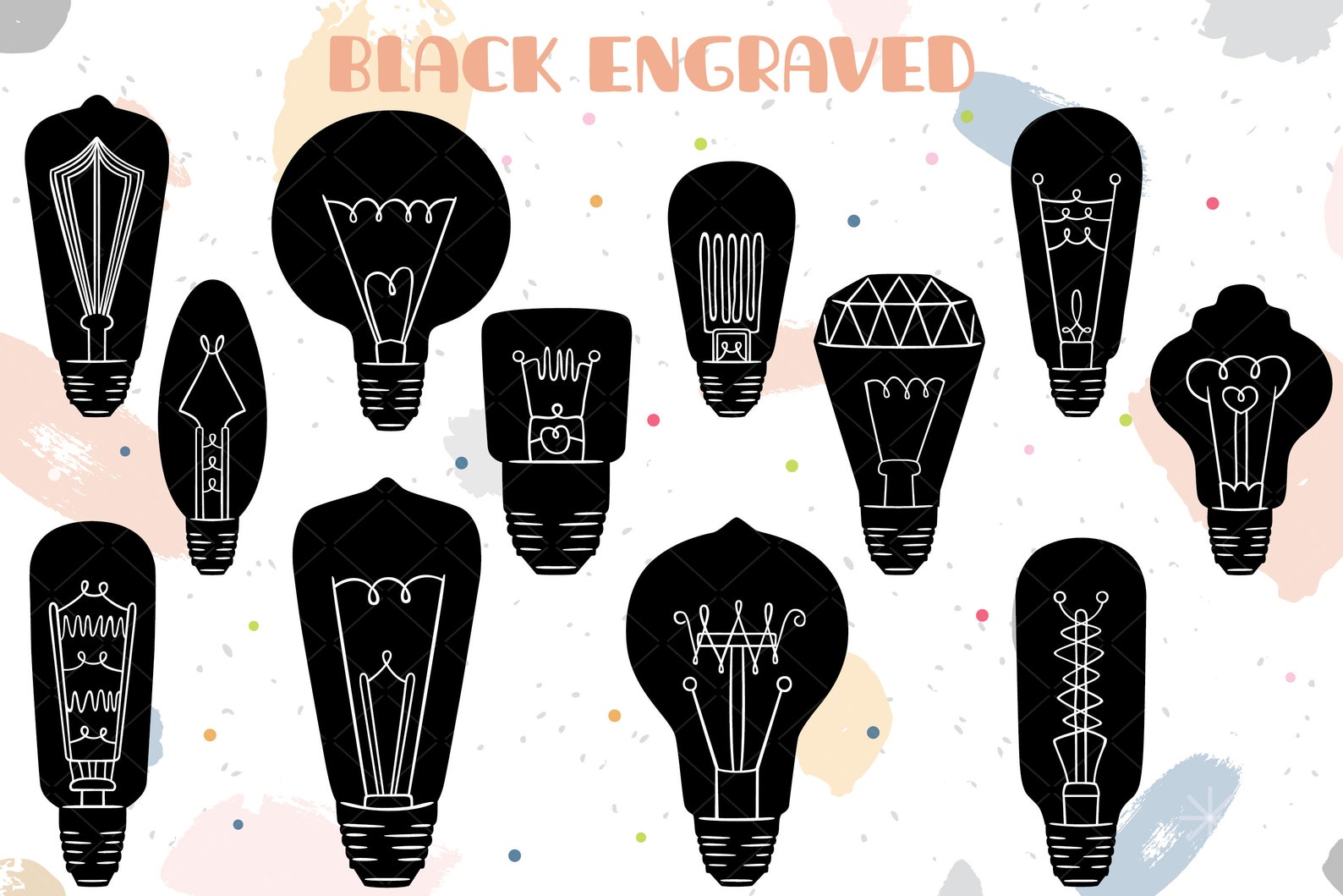 Vintage Light Bulb Hand Drawn Edison Lighting Clip Art - Etsy UK