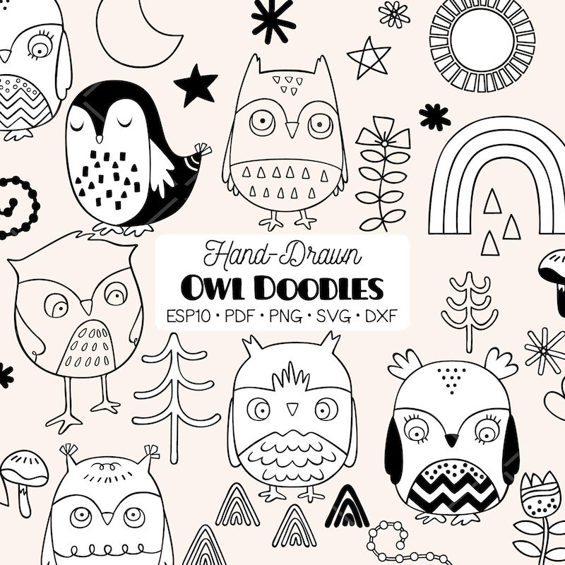 Owl Doodle - Etsy