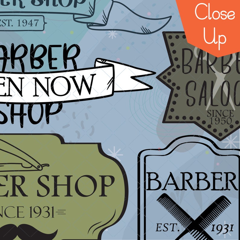 Barber Logos Colored Clip Art Hand Drawn Retro Barber Sign | Etsy