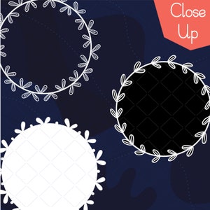 20 Wreaths Hand Drawn Graphic White Lines Frames Floral Borders Outline ...