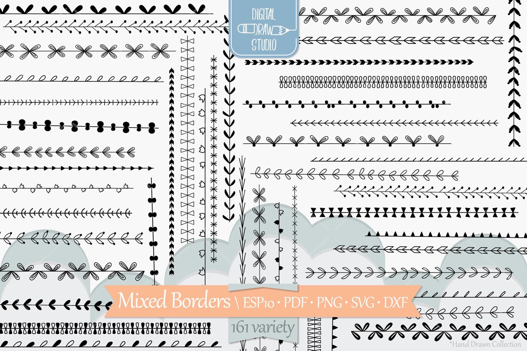 Seamless Borders Hand Drawn Text Divider | Decorative Illustrator ...