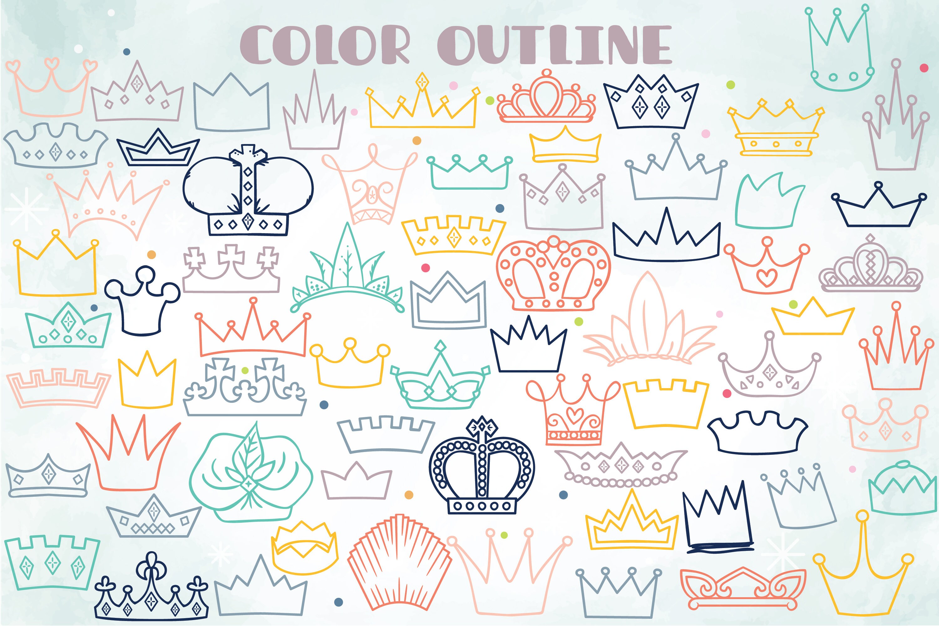Garabatos de colores de la corona / Imágenes prediseñadas de | Etsy