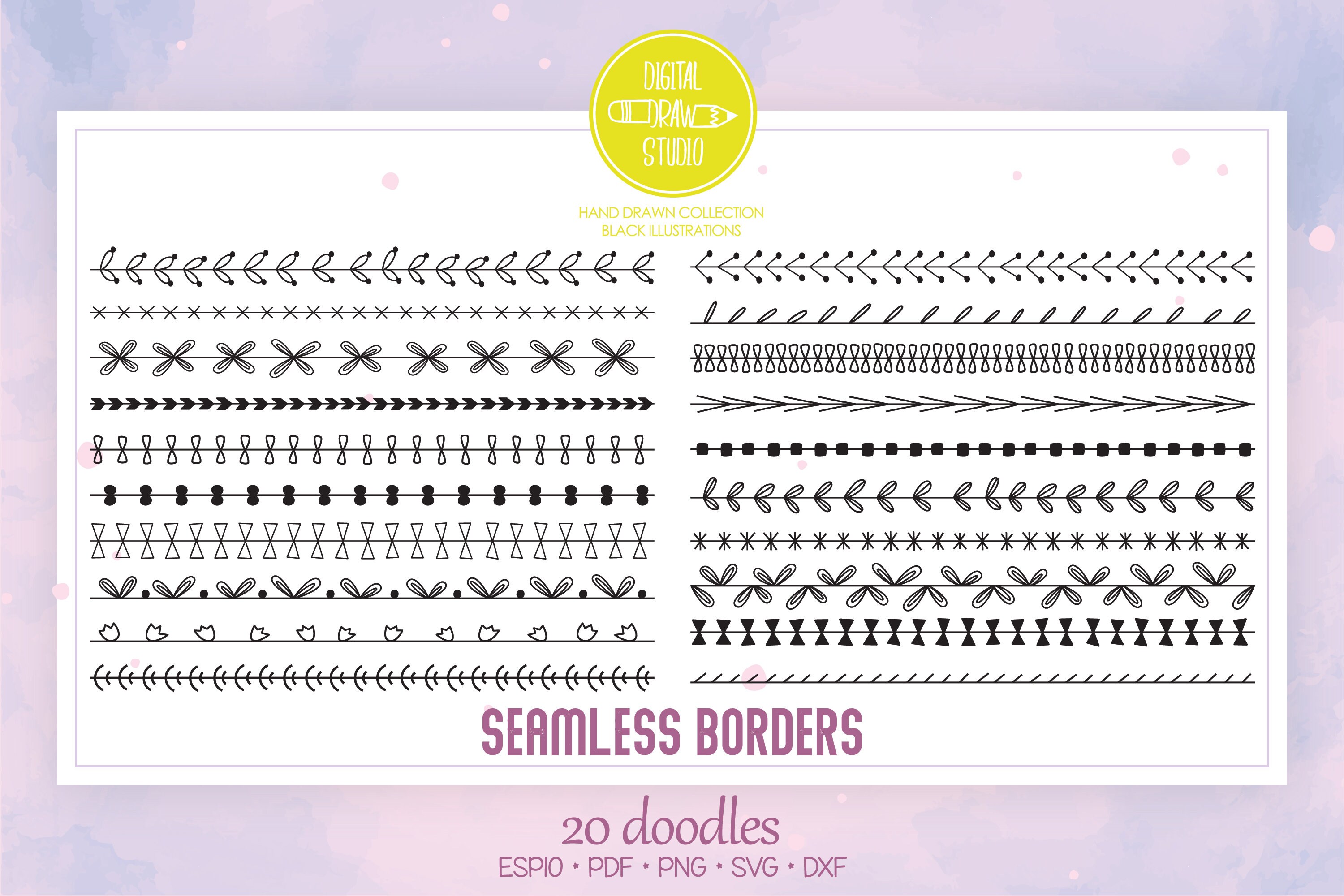 20 Seamless Borders Hand Drawn Graphic Decorative | Etsy
