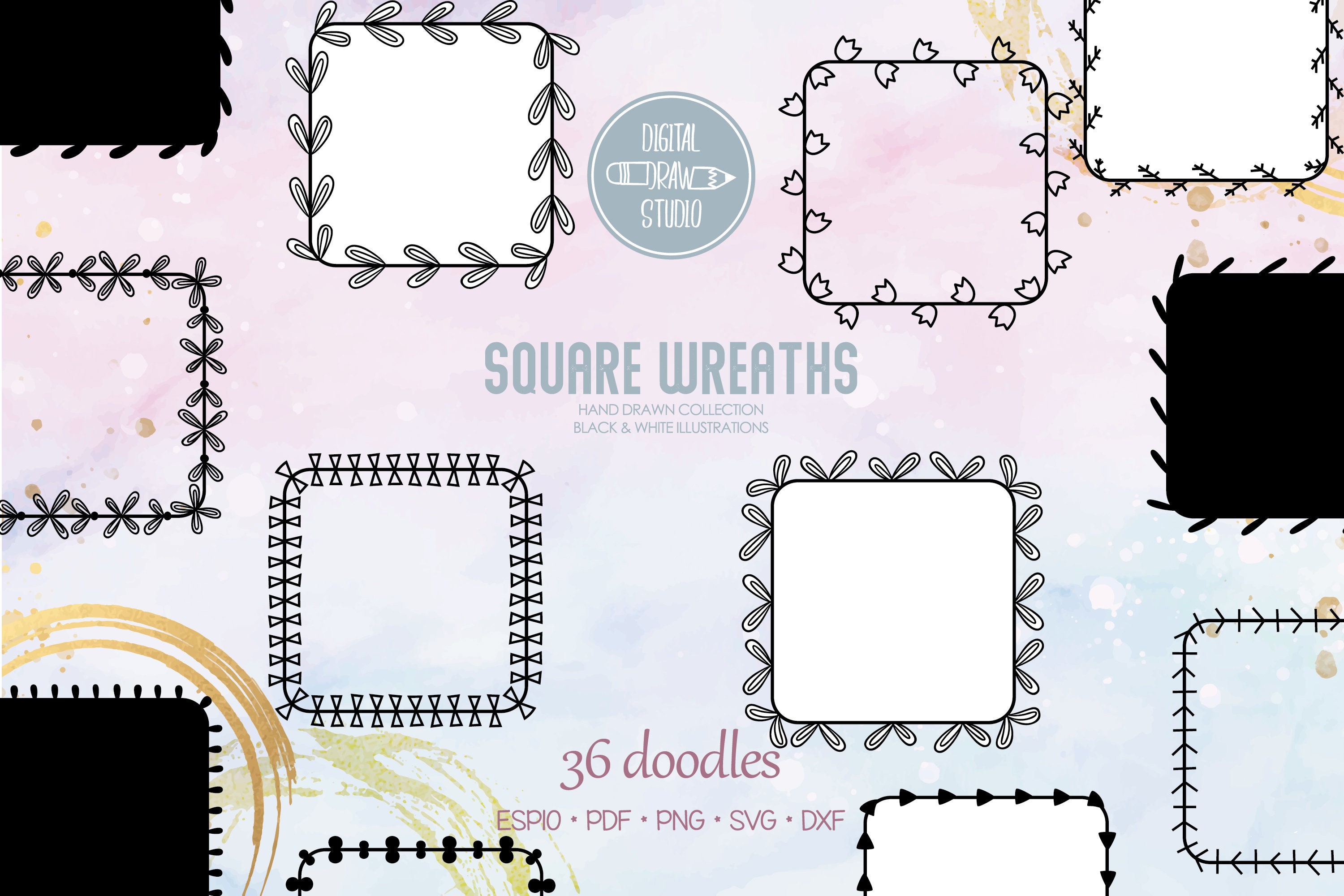 Paper, Party & Kids Square Frame Hand Drawn Graphic Png Svg Eps Pdf Dxf ...