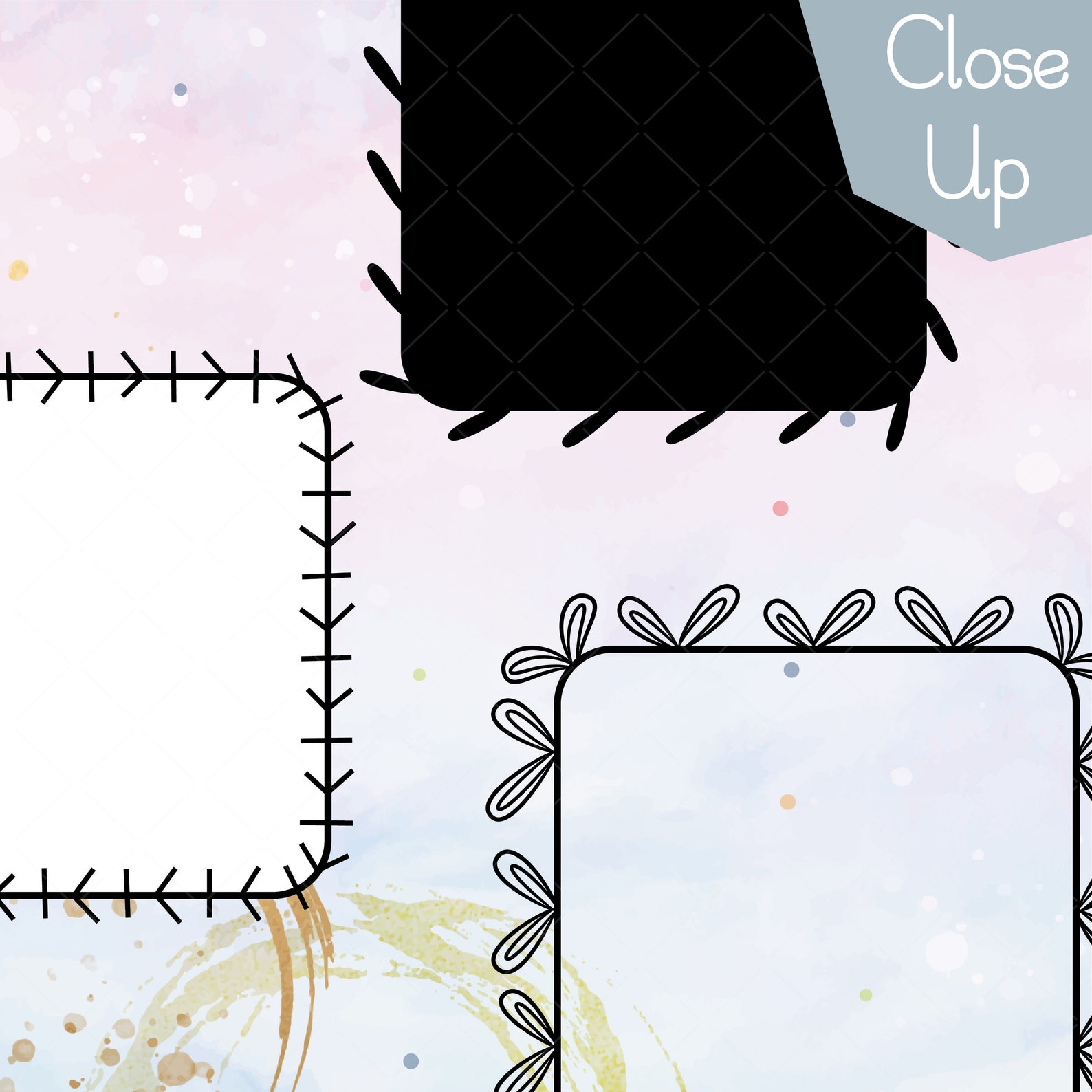 12 Square Wreaths Hand Drawn Graphic Frames Floral Borders - Etsy