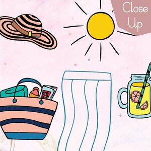 Summer Season Colored Doodles Hand Drawn Beach Coconut Tree Clip Art ...