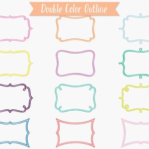 Colored Fancy Rectangular Frames Hand Drawn Border Clip Art Retro Shape ...