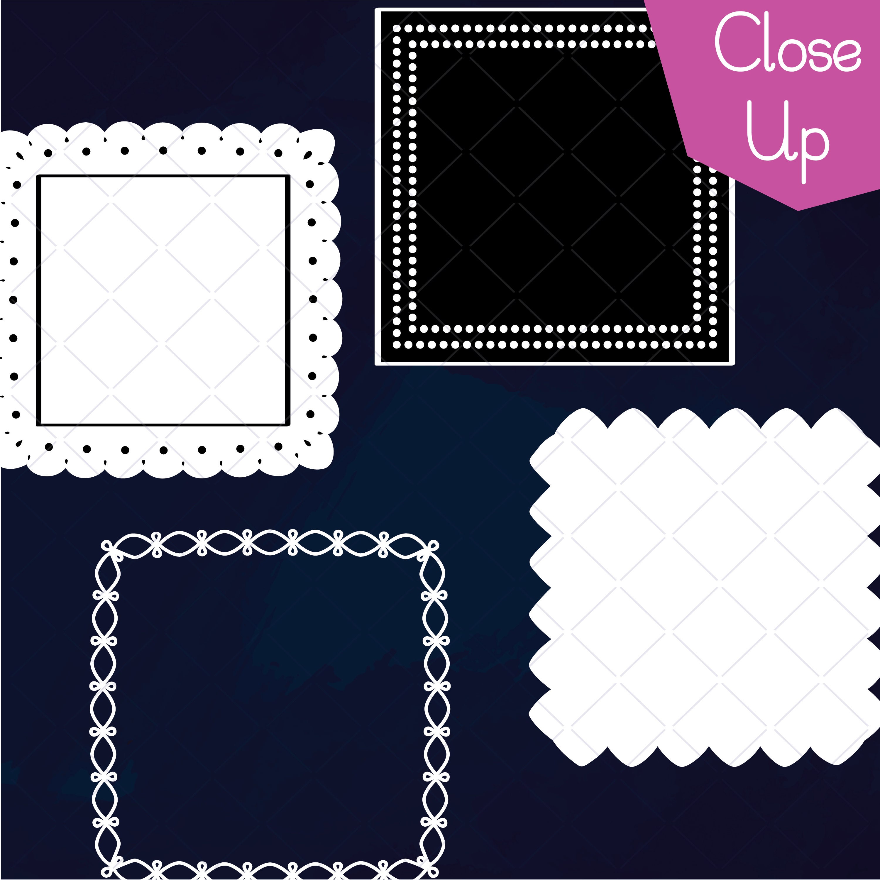 White Square Frames Hand Drawn Border Decorative Labels | Etsy Canada