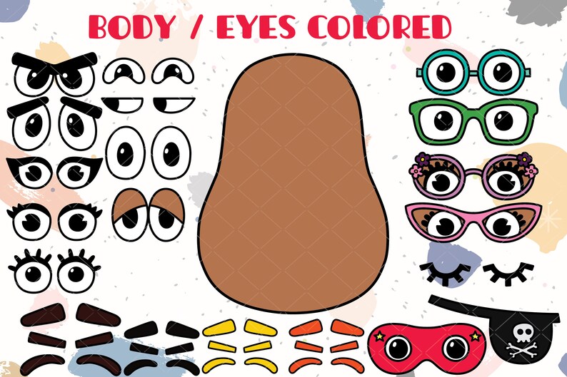 Potato Head Hand Drawn Graphic Colored Mr. & Mrs. Paper Doll | Etsy