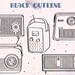 Vintage Radios Hand Drawn Retro Alarm Clock Clip Art Old Radio Outline ...