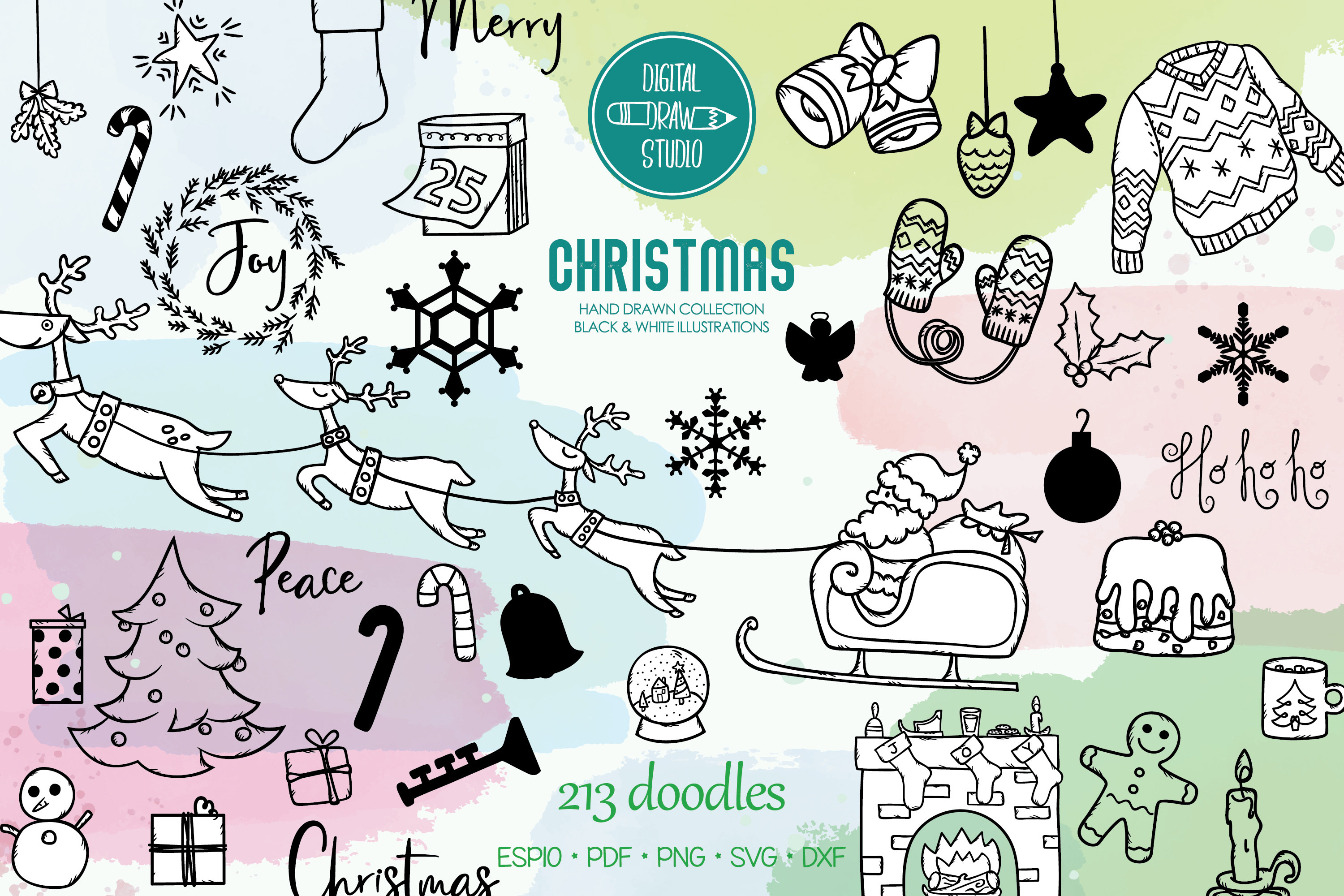 Christmas Doodles Hand Drawn Holiday Clip Art New Year Day - Etsy UK