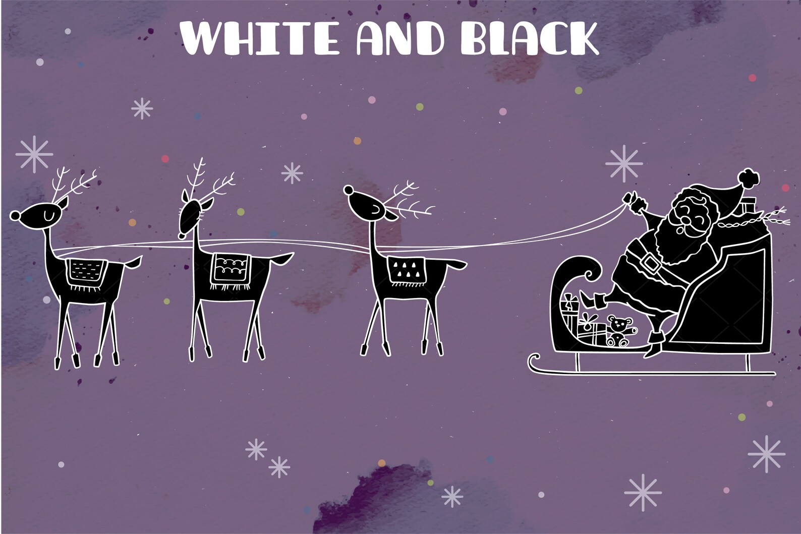 Santa Claus Sleigh & Rudolf Reindeer Colored Clip Art Hand - Etsy Canada