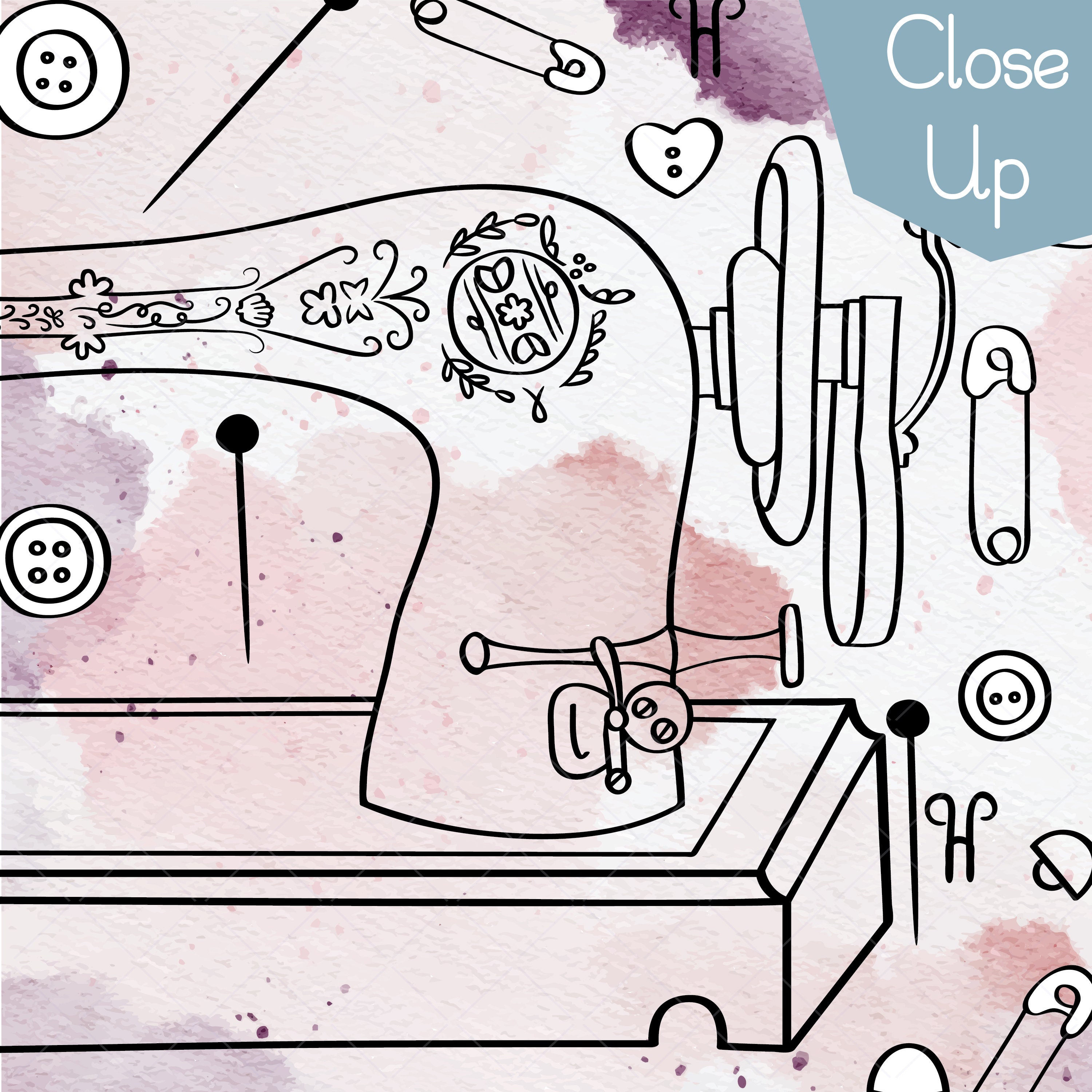 Sewing Doodles Hand Drawn Vintage Singer Clip Art - Etsy