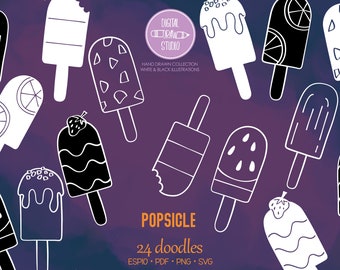 Popsicle Hand Drawn Graphic Frozen Treat Outline Drawing | Etsy