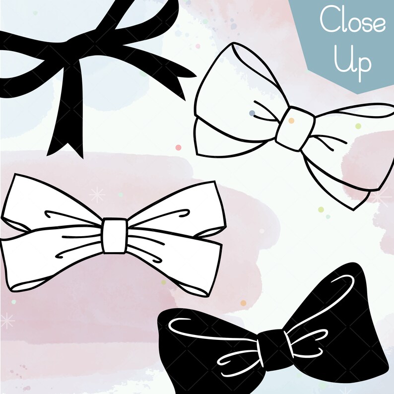Bows Clip Art Hand Drawn Bow Tie Hair Ribbons Outline - Etsy Canada