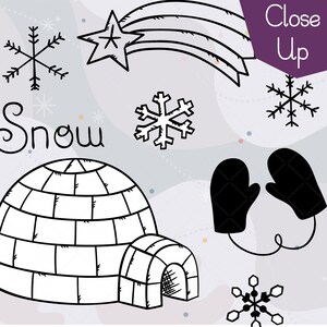 Winter Season Doodles | Hand Drawn Mittens + Igloo Clip Art | Snowman ...