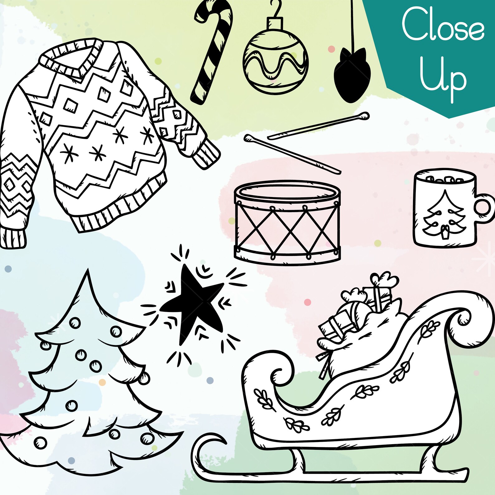 Christmas Doodles Hand Drawn Holiday Clip Art New Year Day | Etsy