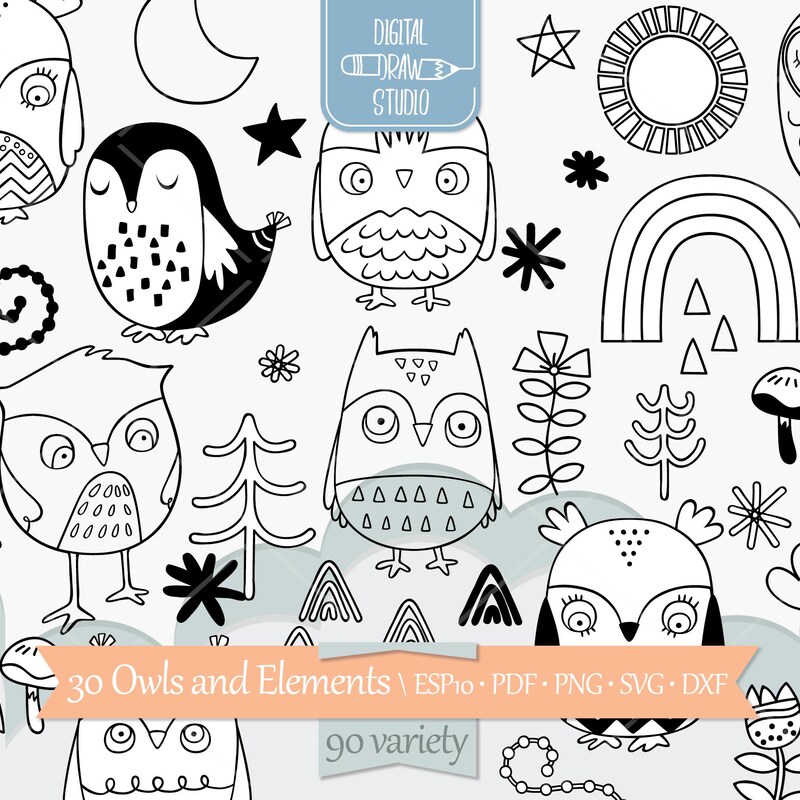 Owl Doodles - Etsy