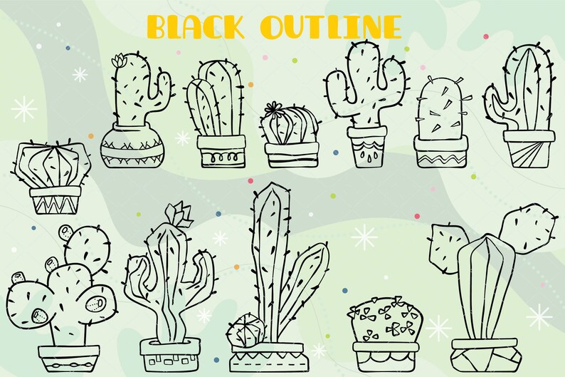 Cactus Clip Art Hand Drawn Succulent Tropical Desert - Etsy