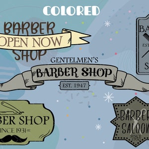Barber Logos Colored Clip Art Hand Drawn Retro Barber Sign - Etsy
