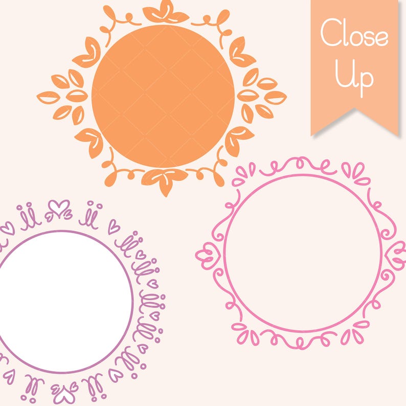 Circle Doodle Frames Colored Clipart | Hand Drawn Floral Border ...