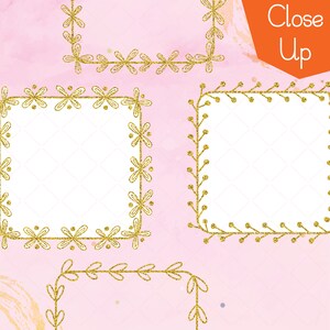 16 Square Wreaths Hand Drawn Graphic Gold Glitter Frames - Etsy Canada