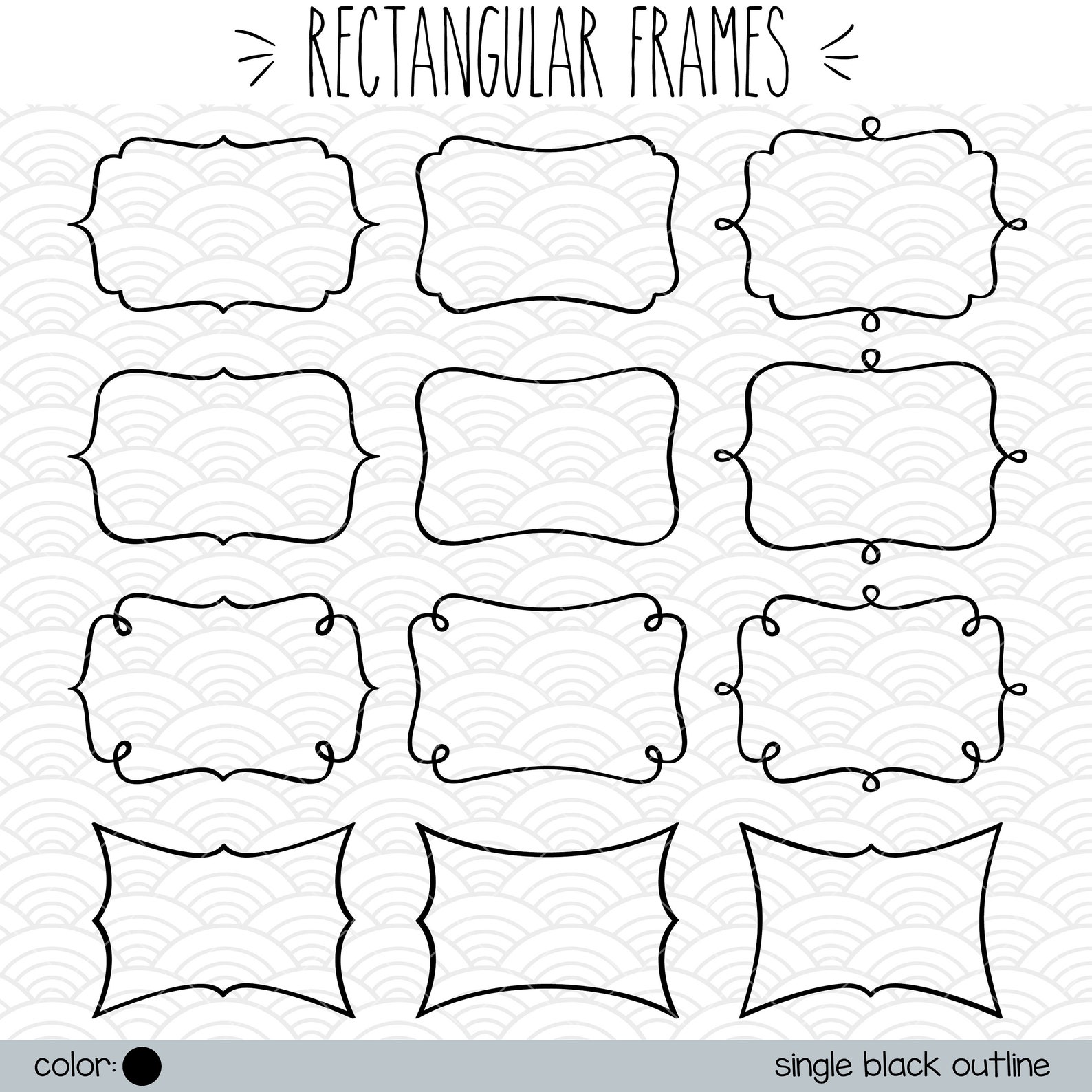 Marcos rectangulares Clip Art / Dibujado a mano Borde Contorno | Etsy